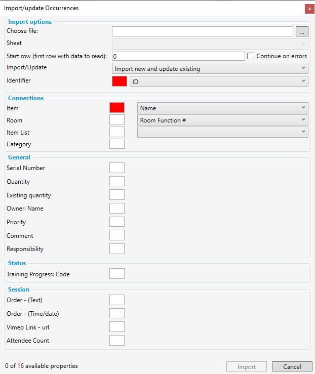 Import and update of Occurrences from MS-Excel
